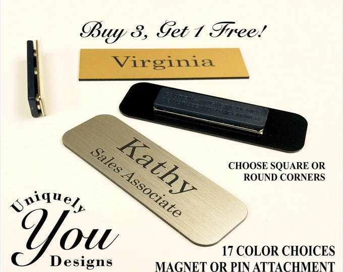 Customized Laser Engraved Name Badges With Pin or Magnetic - Etsy