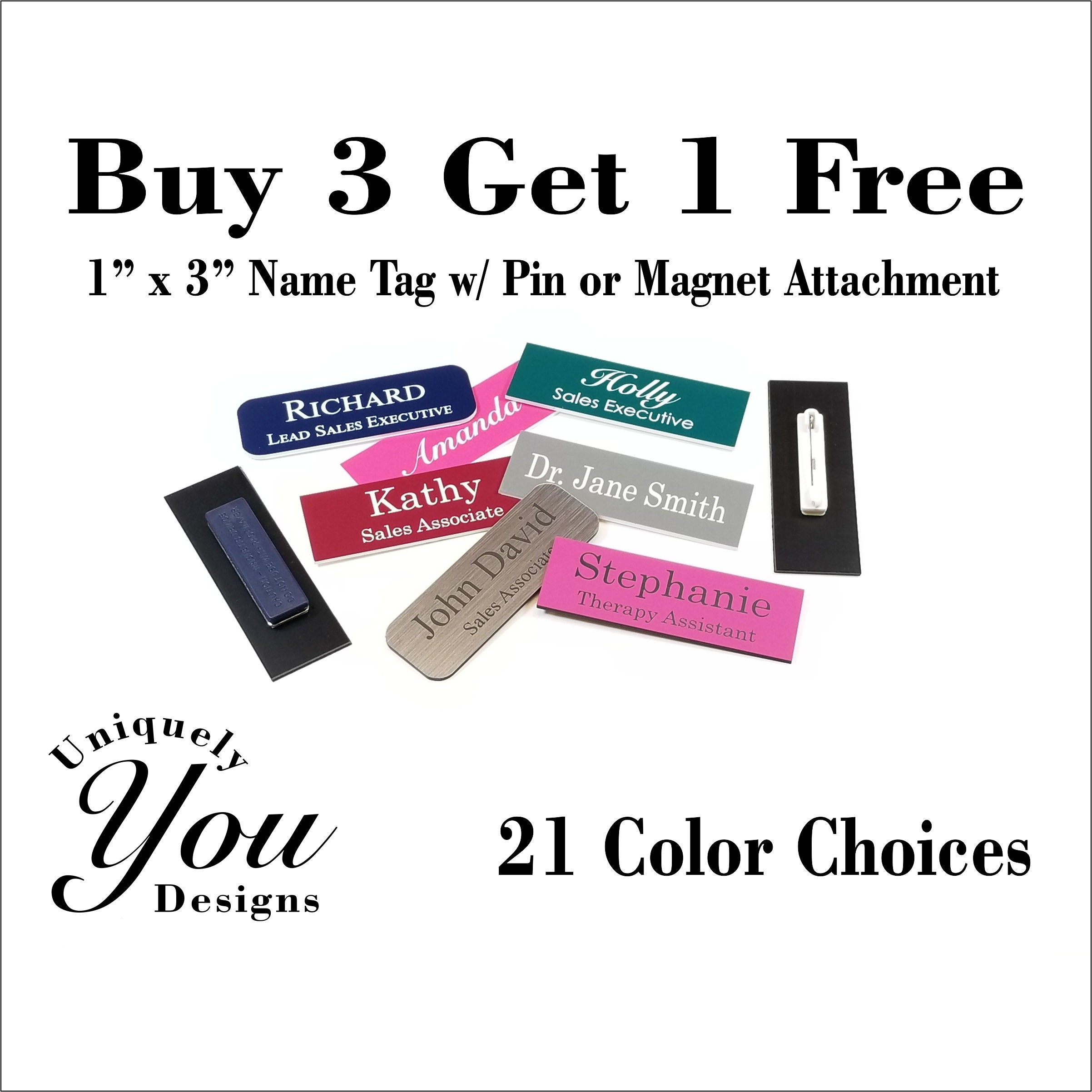 Custom Engraved Name Tag Badge for Business With Pin or Magnet Backing ...