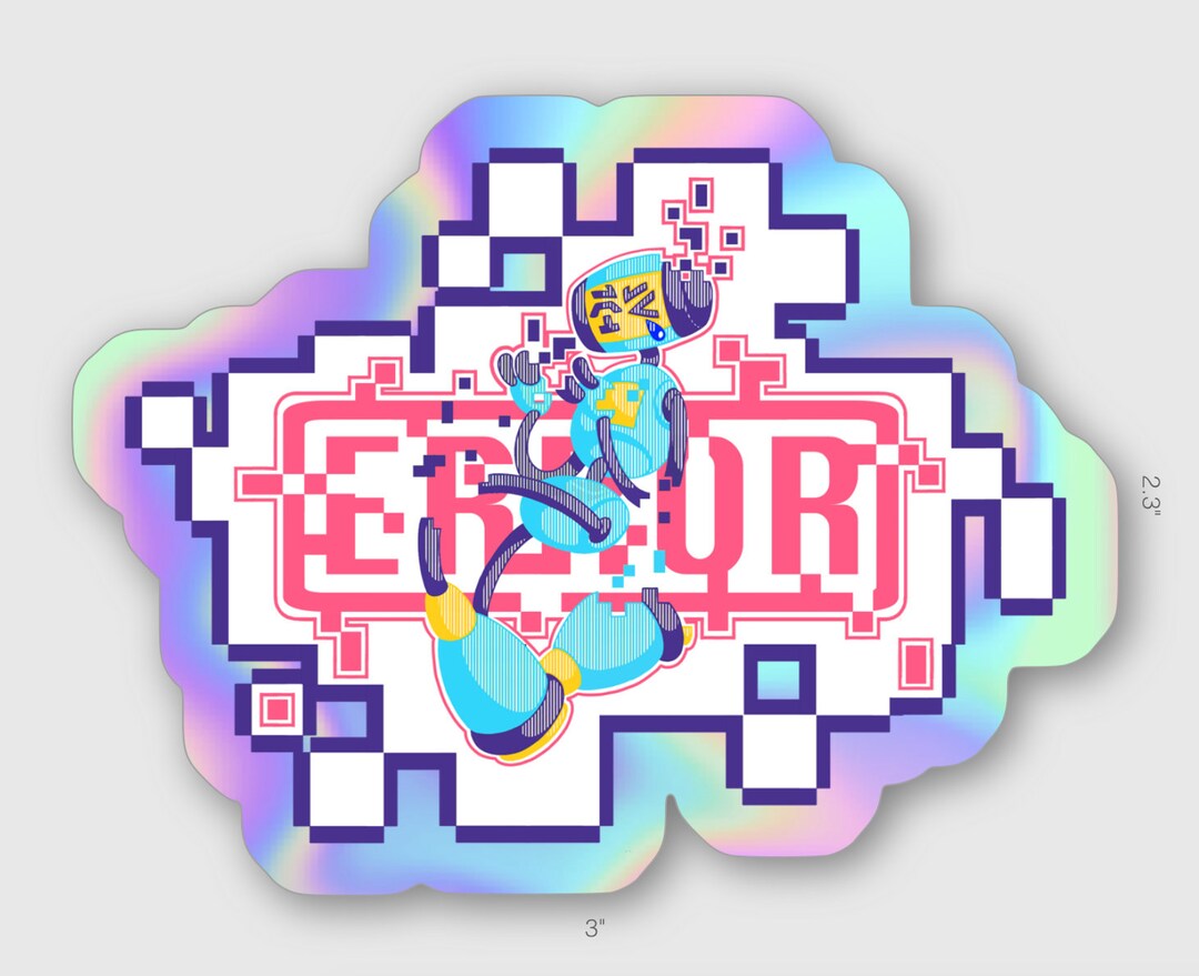 Error Bot Holographic Sticker - Etsy