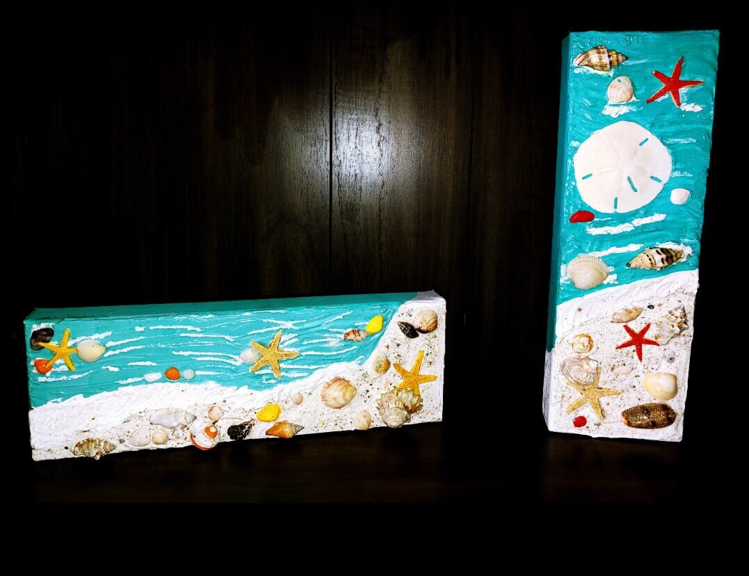 Handcrafted Mixed Media Beach Scene Artwork. - Etsy