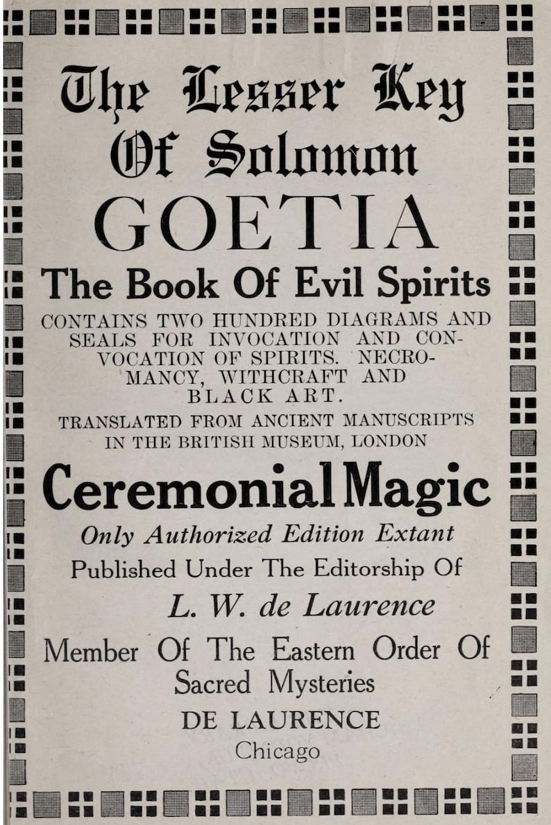 The Lesser Key of Solomon, Goetia, the Book of Evil Spirits Ebook - Etsy
