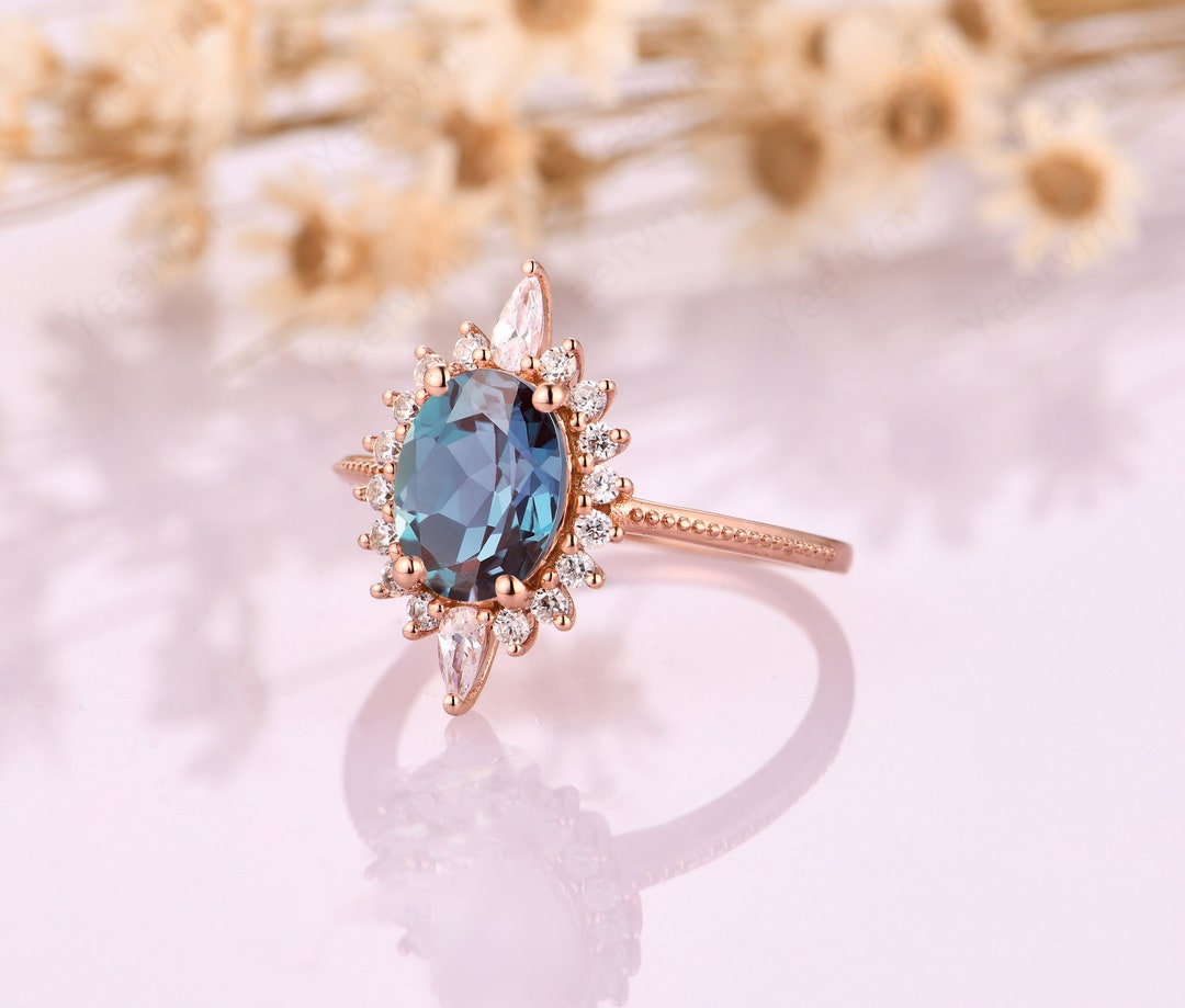 Personalized Engagement Rings/ 7x9mm Oval Cut Alexandrite - Etsy