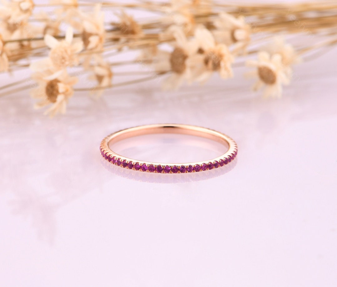 18K Solid Gold Promise Ring/ 1.00mm Round Cut Natural Ruby - Etsy
