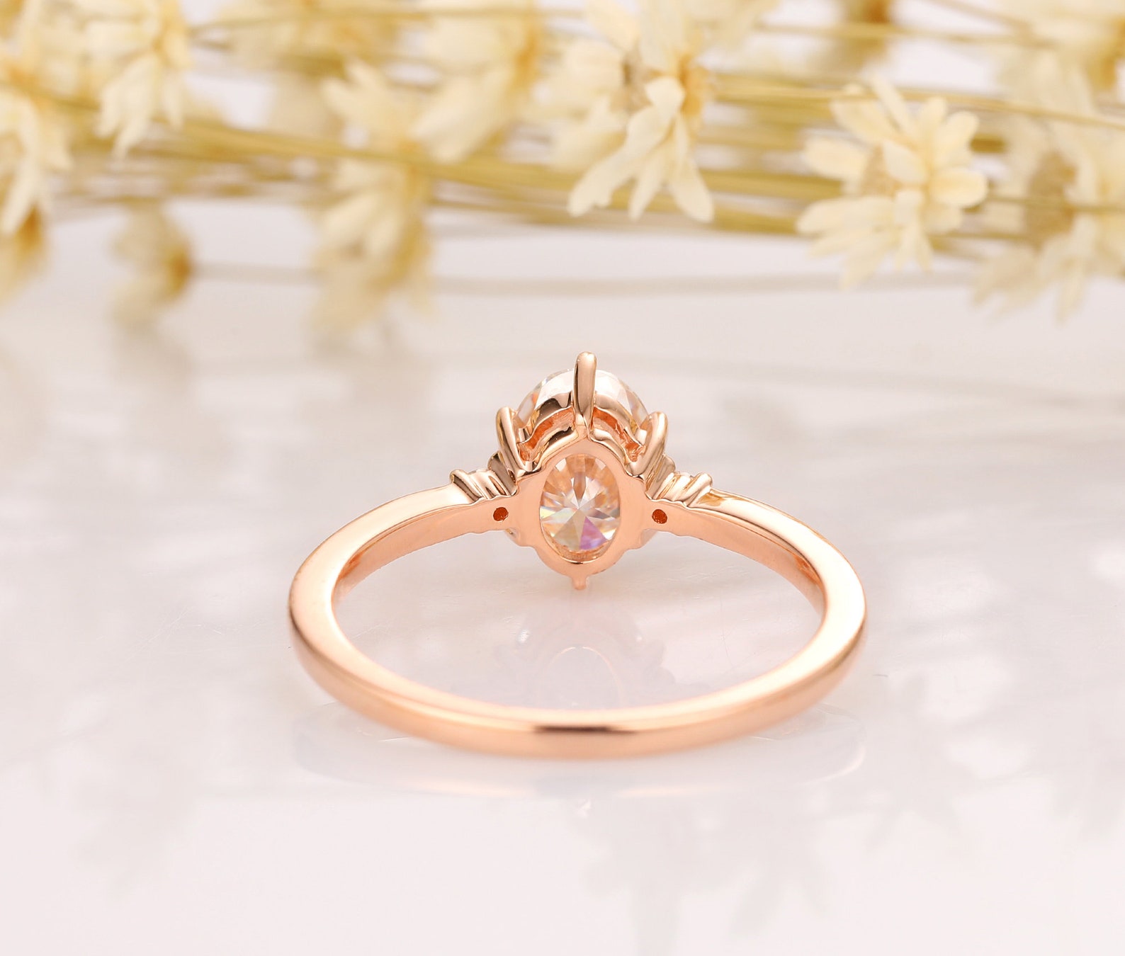 1CT Oval Cut Colorless Moissanite Engagement Ring/ 5x7mm Oval - Etsy