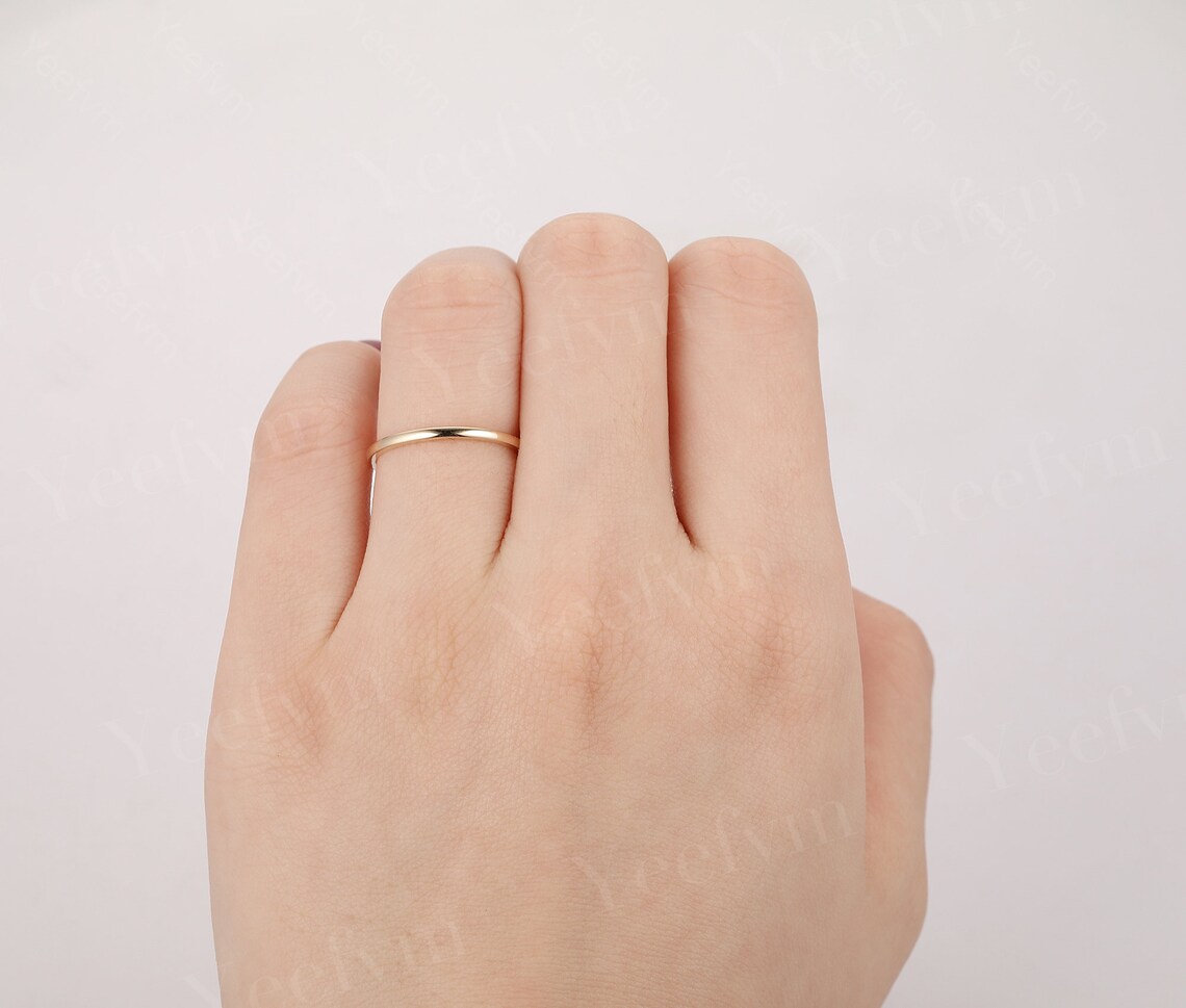 Bagues minimalistes/ Bagues en or massif 14K/ Bandes de | Etsy