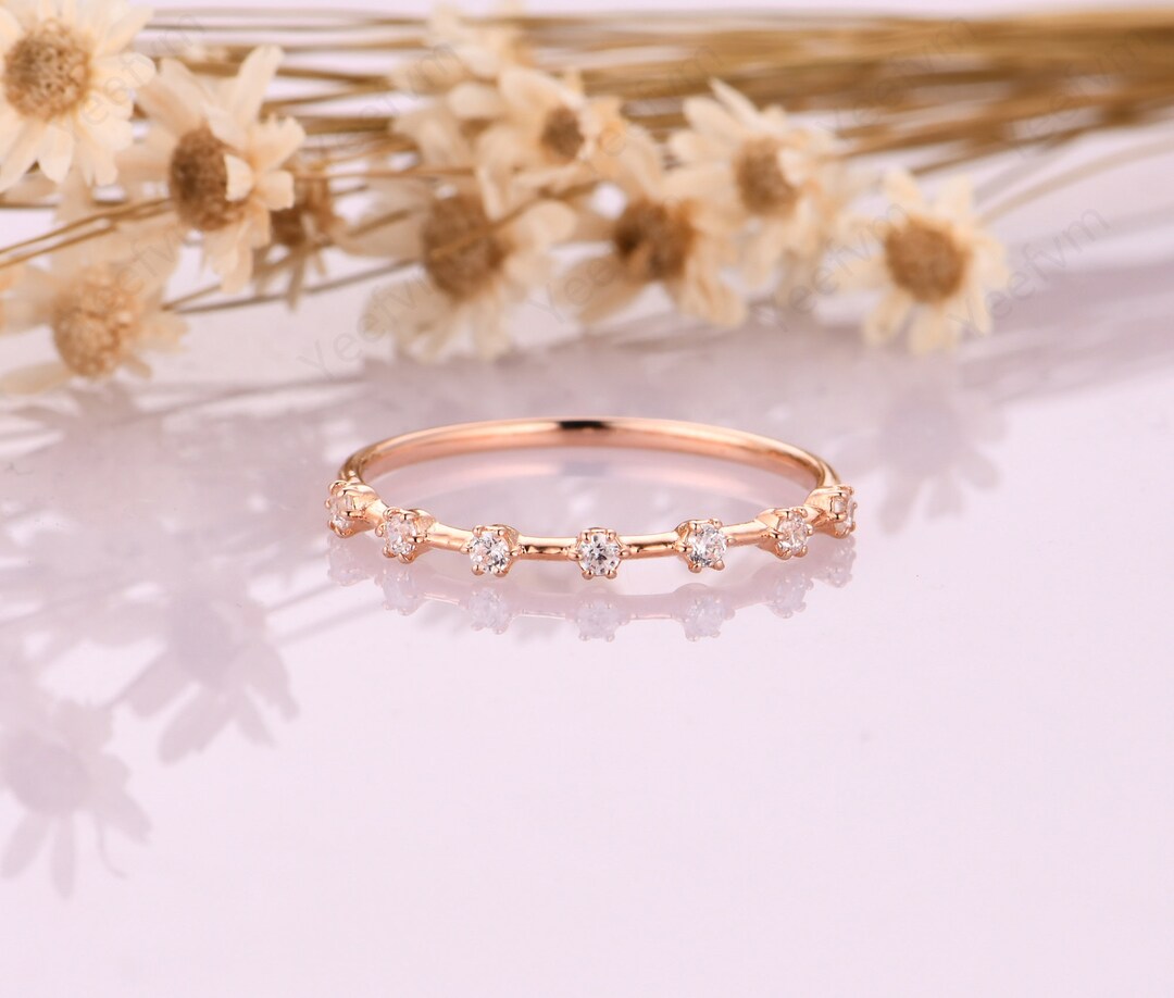 Solid Rose Gold Rings/ Unique Moissanite Engagement Rings/ - Etsy