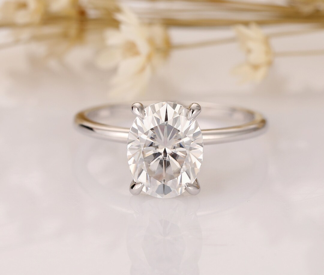 7x9mm Oval Cut Simulated Diamond Wedding Ring/ Moissanite - Etsy
