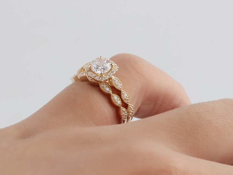 0.5CT Round Simulated Diamond Bridal Sets/ Anniversary Rings/ | Etsy