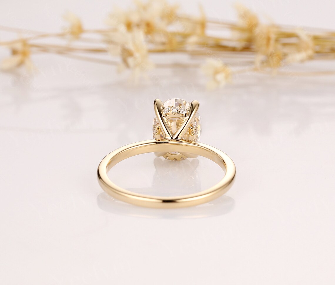 7x9mm Oval Cut Simulated Diamond Wedding Ring/ Moissanite - Etsy