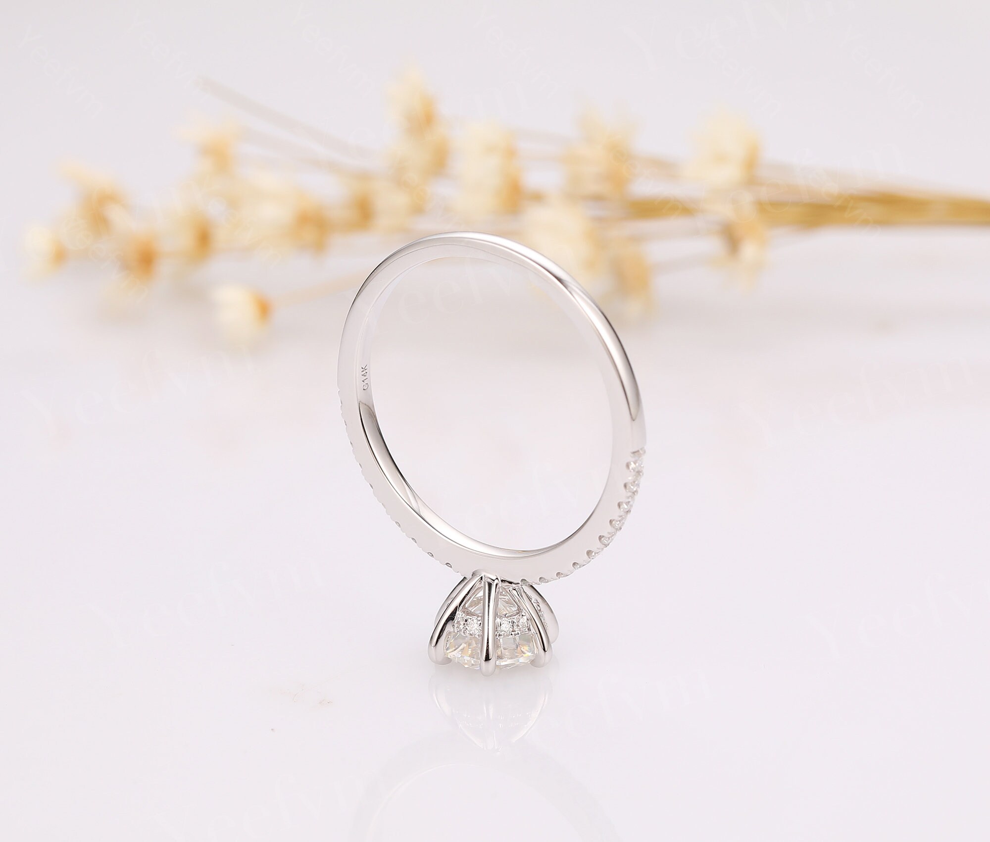 Vintage 6 Prongs Engagement Ring/ 1.25CT Round Moissanite - Etsy