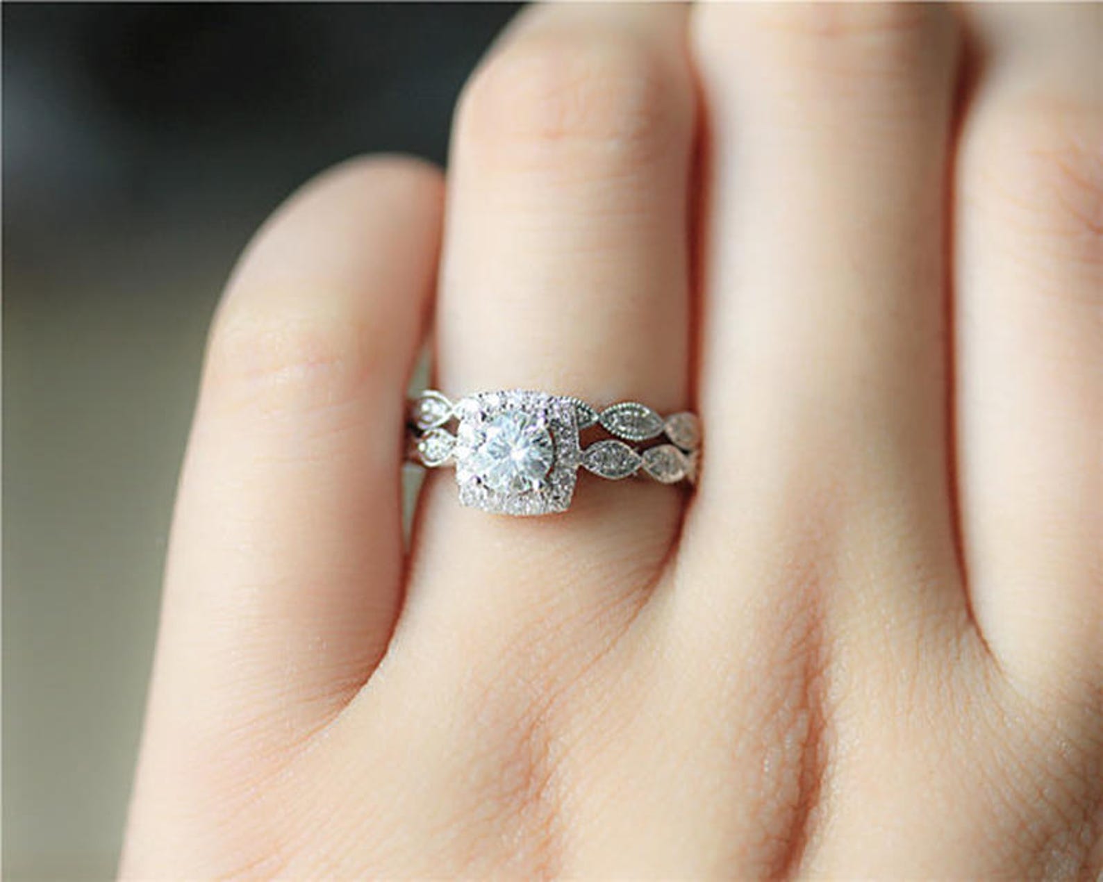 0.5CT Round Simulated Diamond Bridal Sets/ Anniversary Rings/ - Etsy