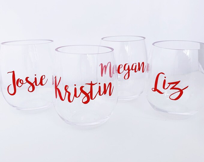 Stemless Acrylic Wine Glasses Personalized Stemless Wine - Etsy