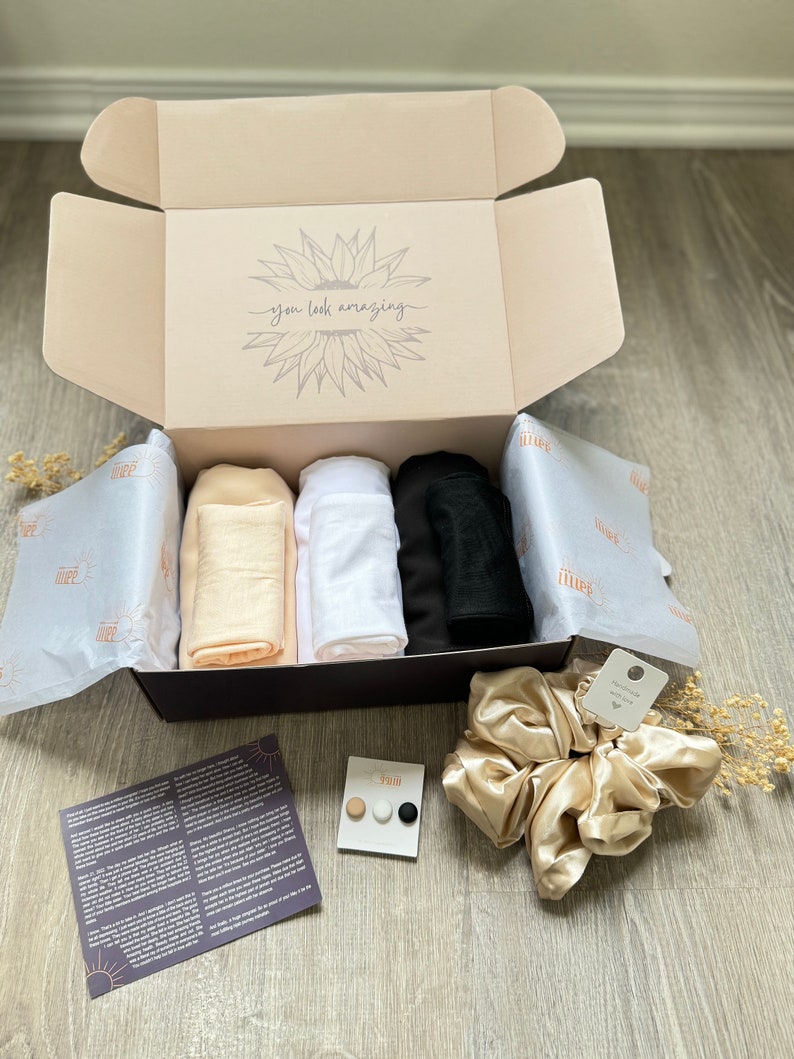 My First Hijab Box. for New Hijabis. Basic Colors. Black, Beige, and ...