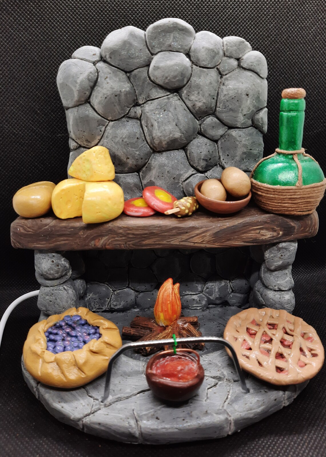 Skyrim NEW Upgraded Light up Handmade Fireplace, With Ingredients, Fire ...