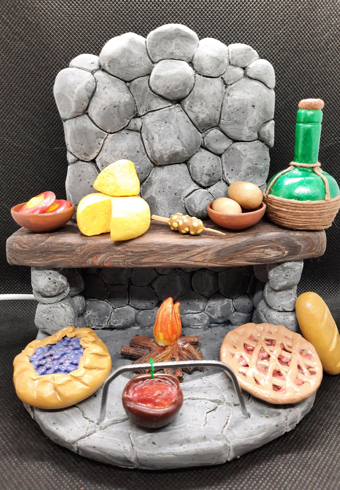 Skyrim NEW Upgraded Light up Handmade Fireplace, With Ingredients, Fire ...