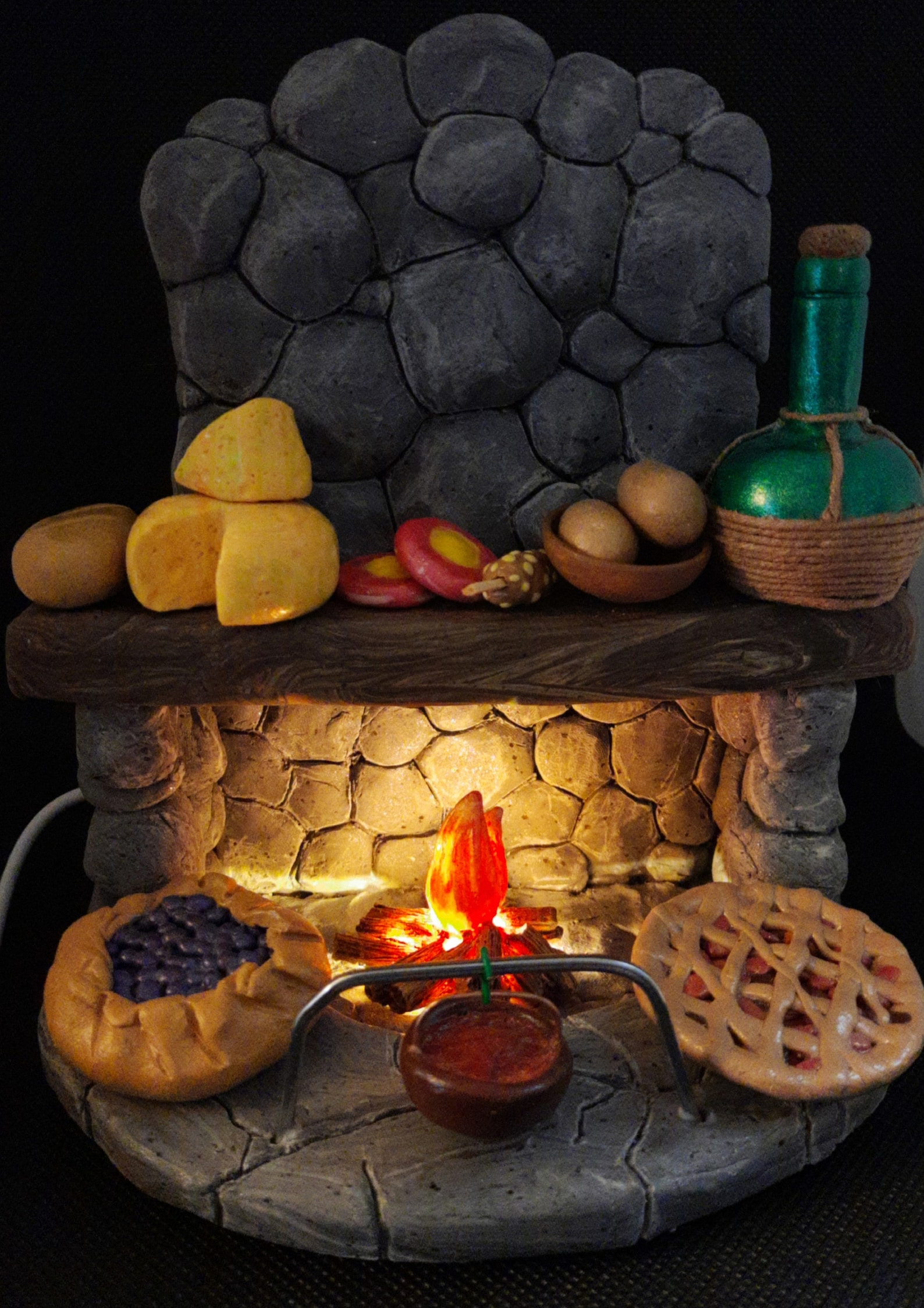 Skyrim NEW Upgraded Light up Handmade Fireplace, With Ingredients, Fire ...