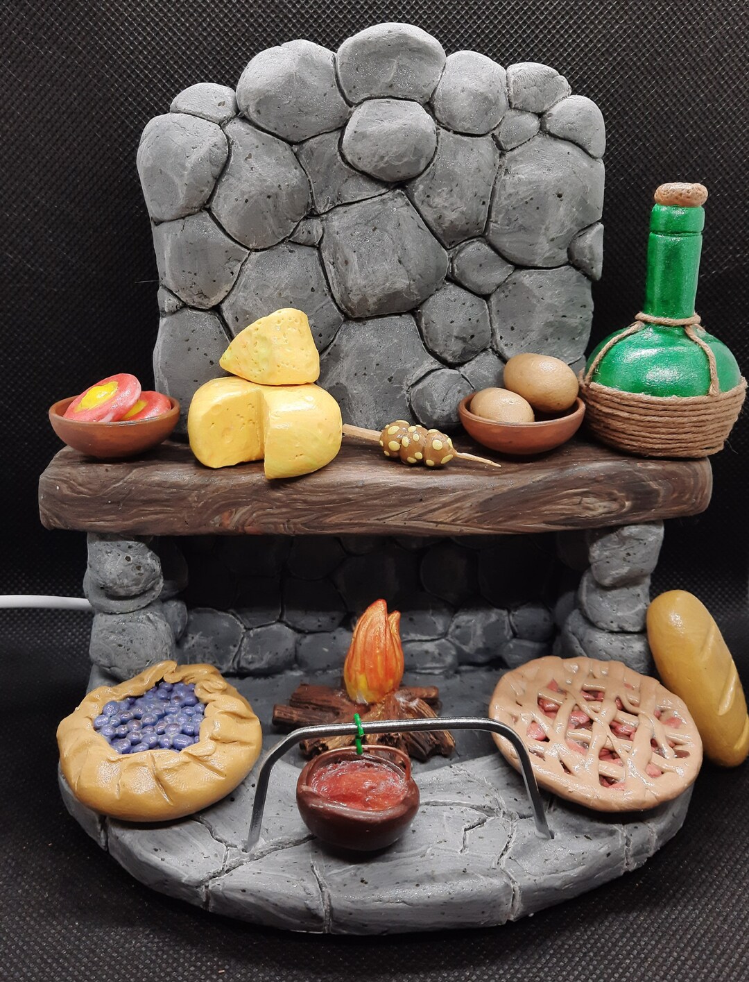 Skyrim NEW Upgraded Light up Handmade Fireplace, With Ingredients, Fire ...