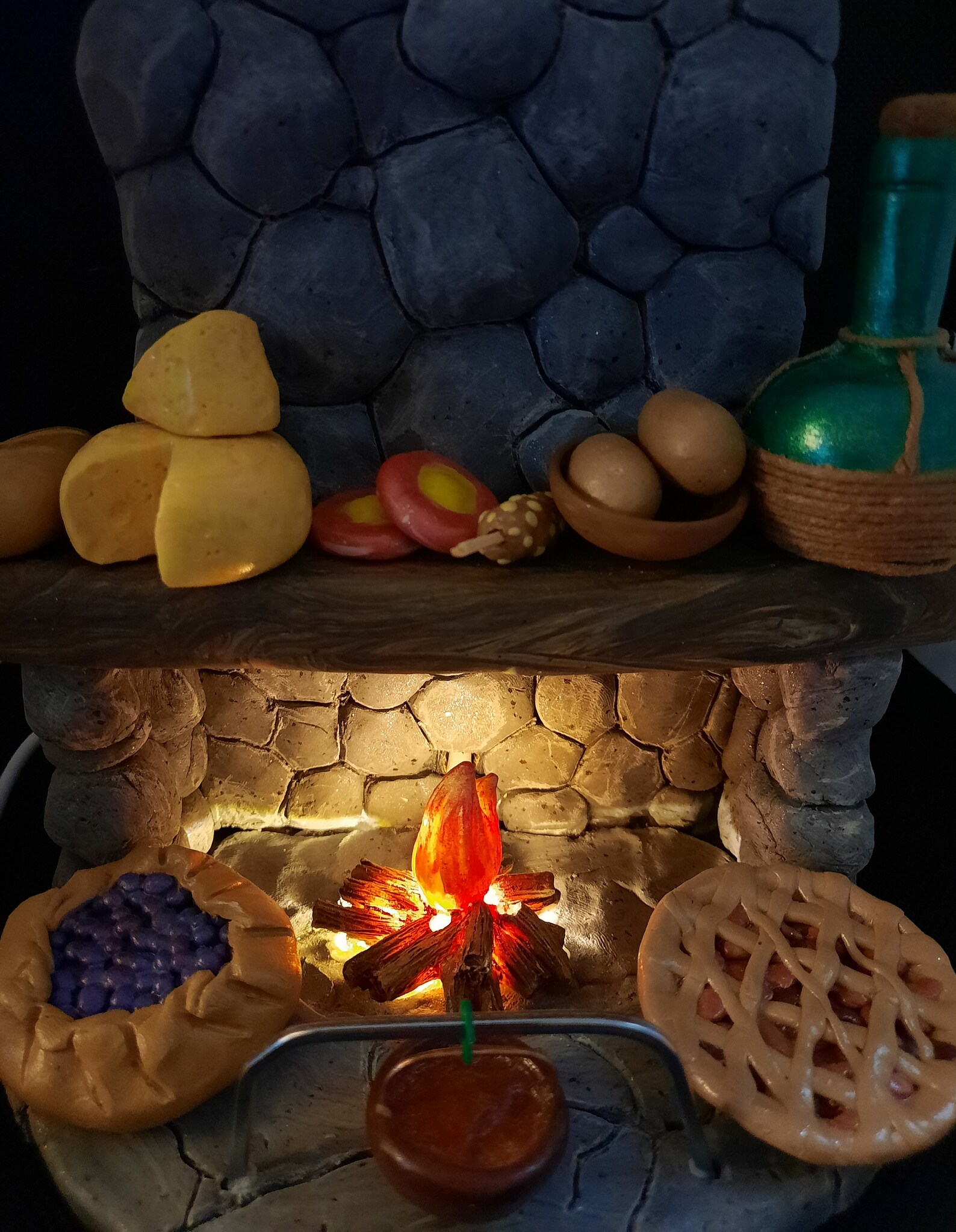 Skyrim NEW Upgraded Light up Handmade Fireplace, With Ingredients, Fire ...