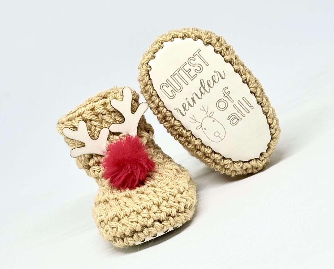 Reindeer Booties, Christmas Booties, First Christmas, Reindeer Boots ...