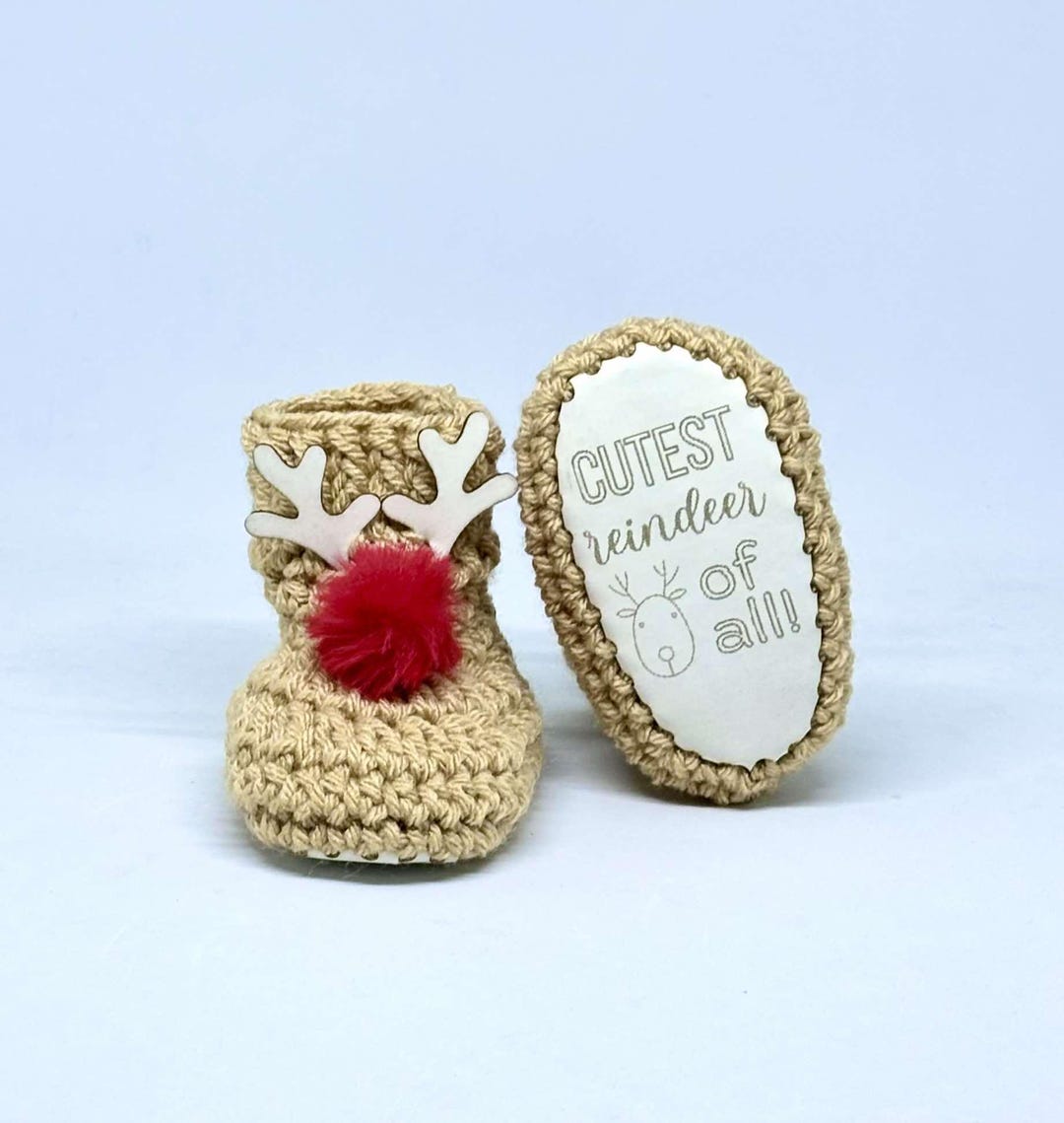Reindeer Baby Booties, Christmas Baby Booties, First Christmas ...