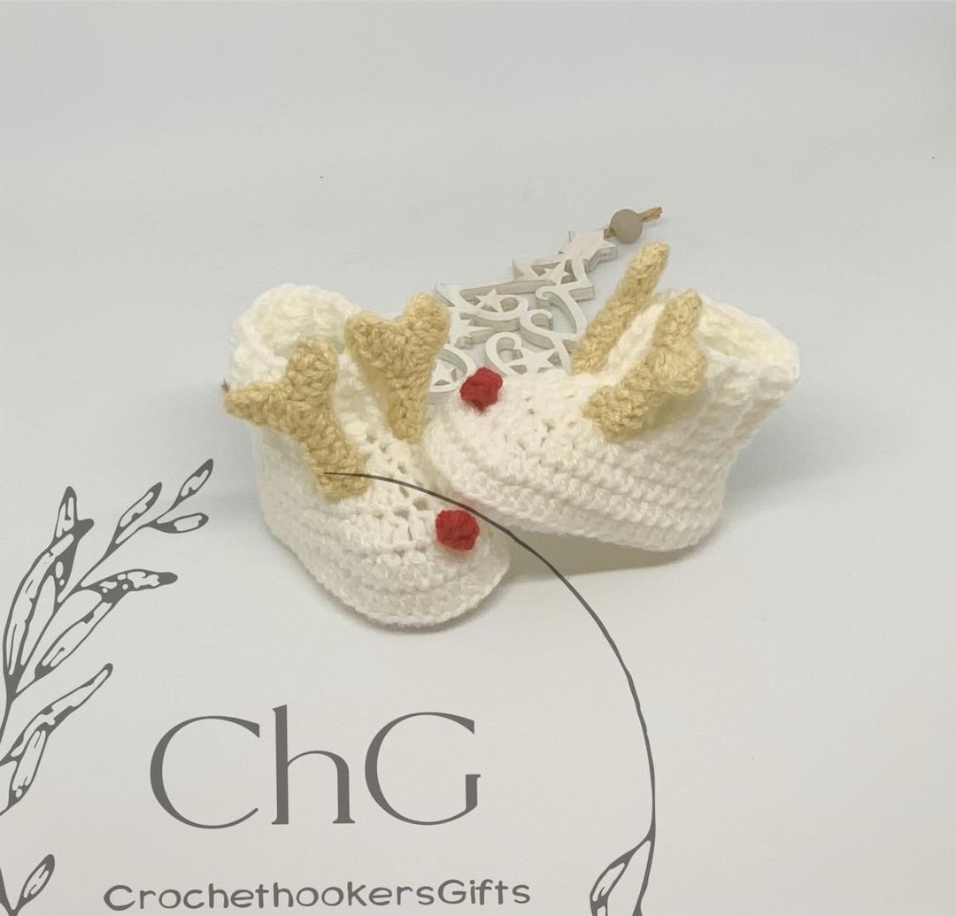 Reindeer Baby Booties, Christmas Baby Booties, First Christmas ...