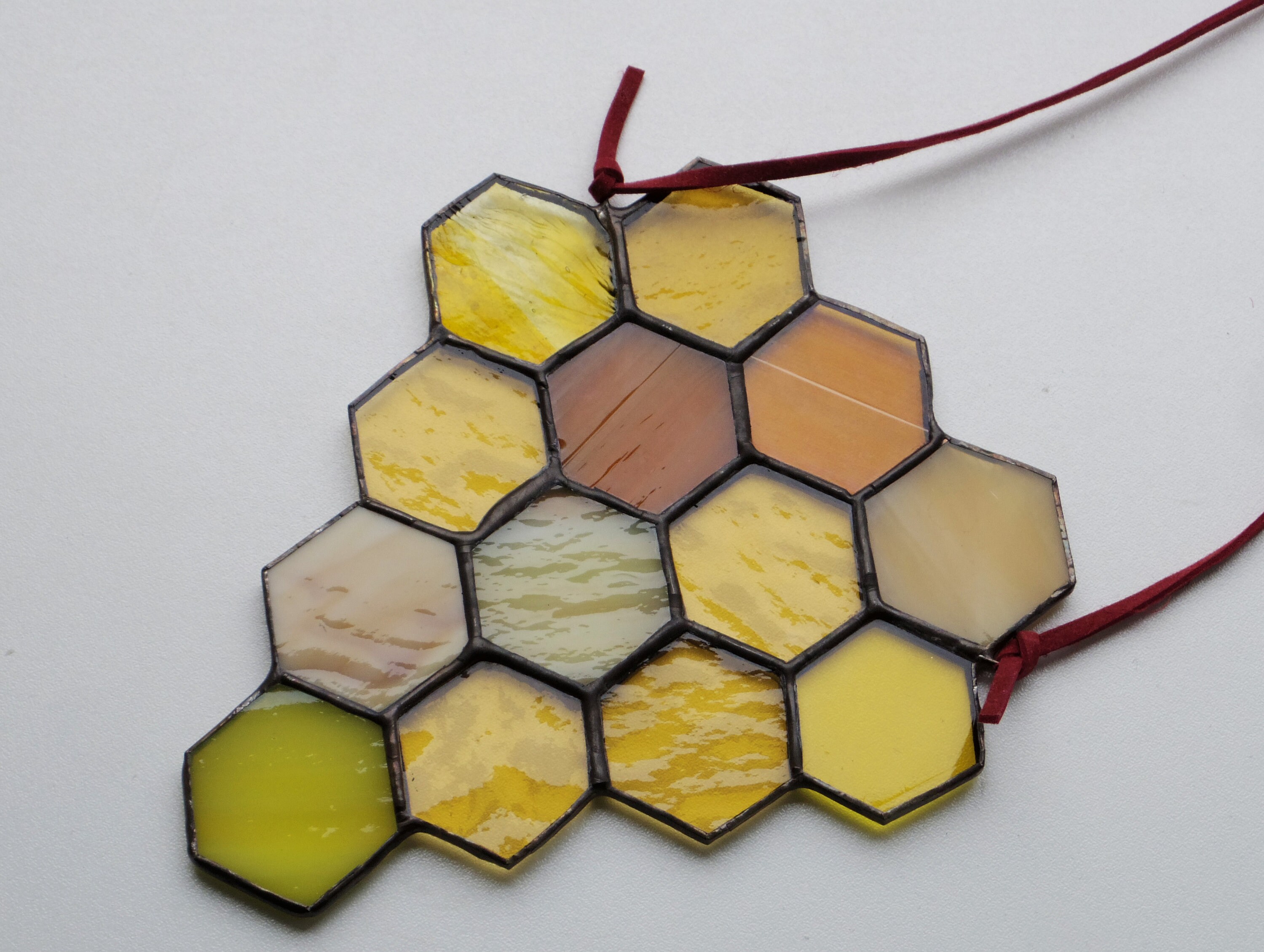 Stained Glass Honeycomb - Gold Drop of Honey - Suncatcher Wall Decor ...