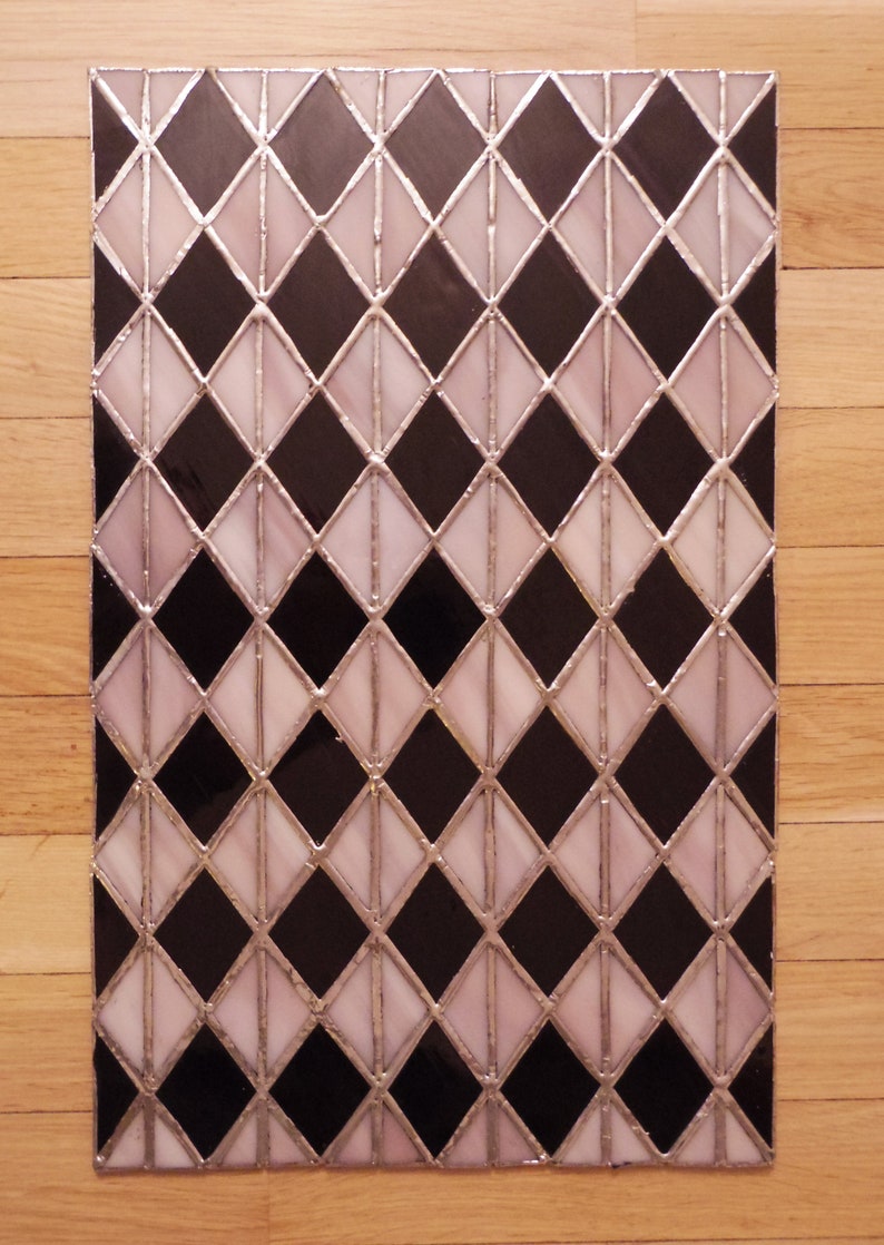 Stained Glass Panel Diamonds Pattern Beveled Tudor Style - Harlequin ...