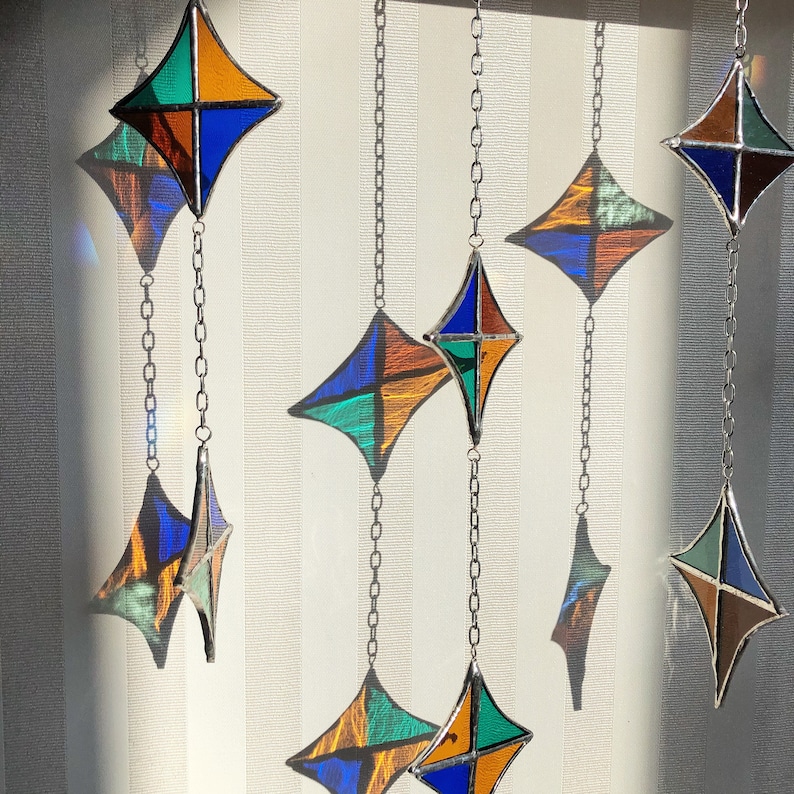 Stained Glass Starry Night Mobile Window Hanging Modern | Etsy