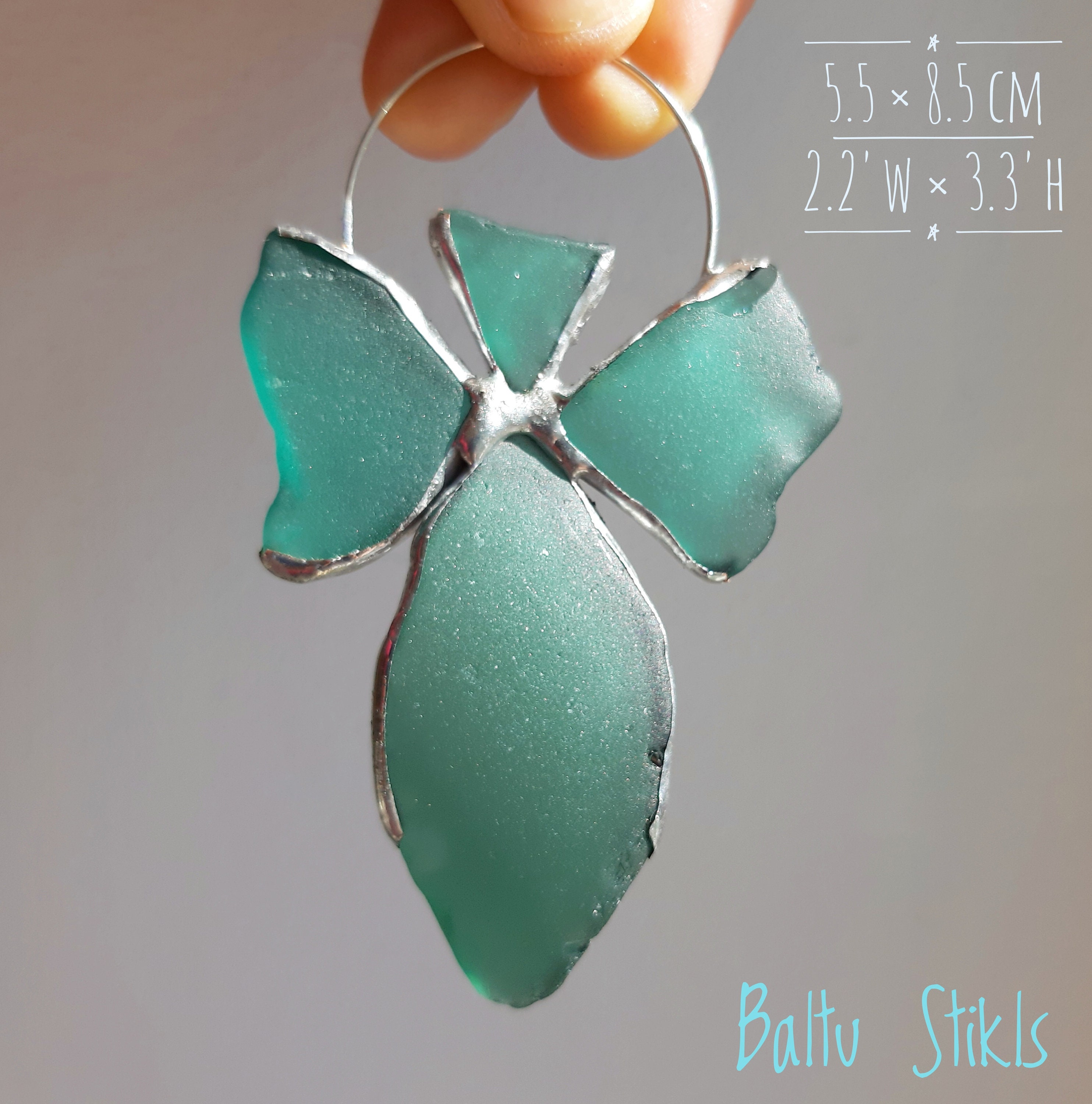 Turquoise Sea Glass Guardian Angel: Beach Glass Cross Hanging - Genuine ...