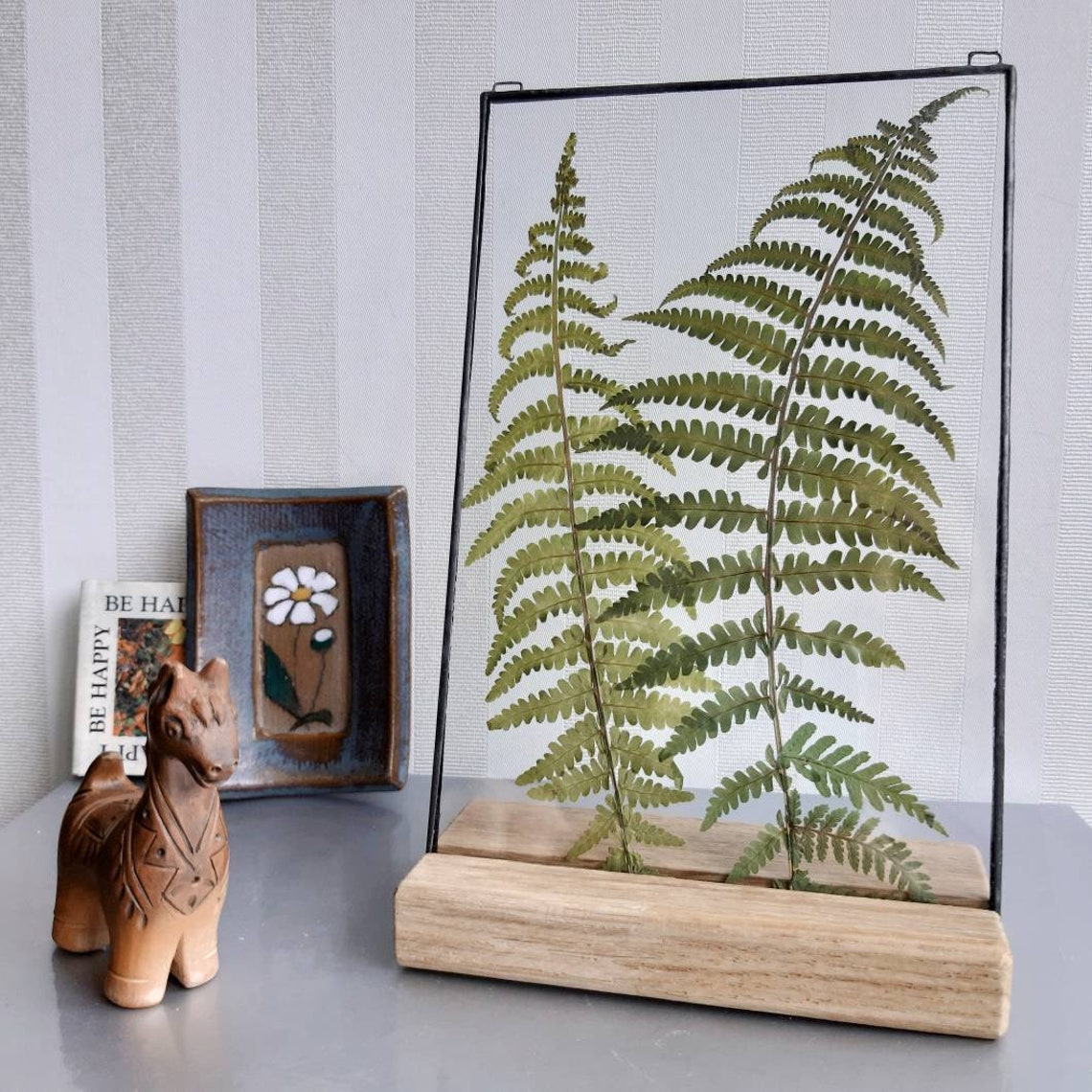Pressed Fern in Glass Frame Dried Plant Hanging Modern - Etsy
