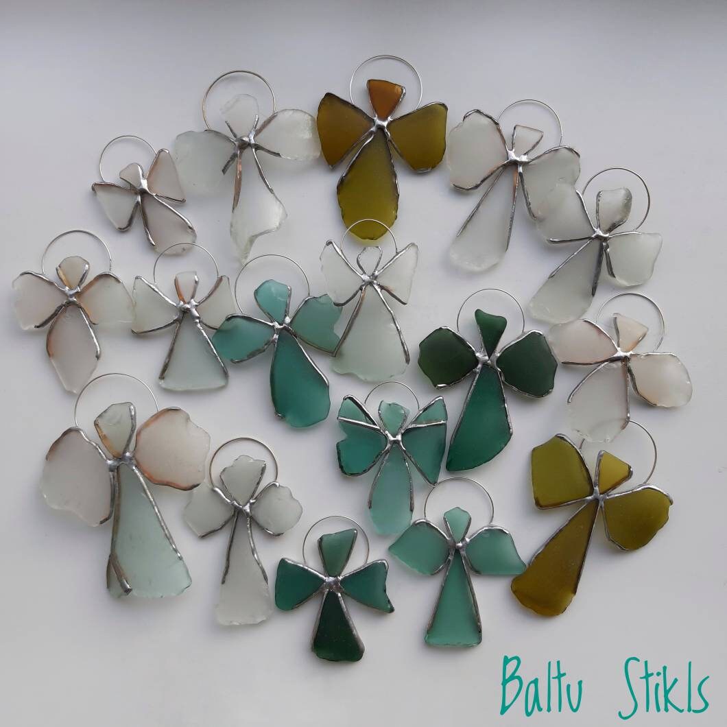 Turquoise Sea Glass Guardian Angel: Beach Glass Cross Hanging - Genuine ...