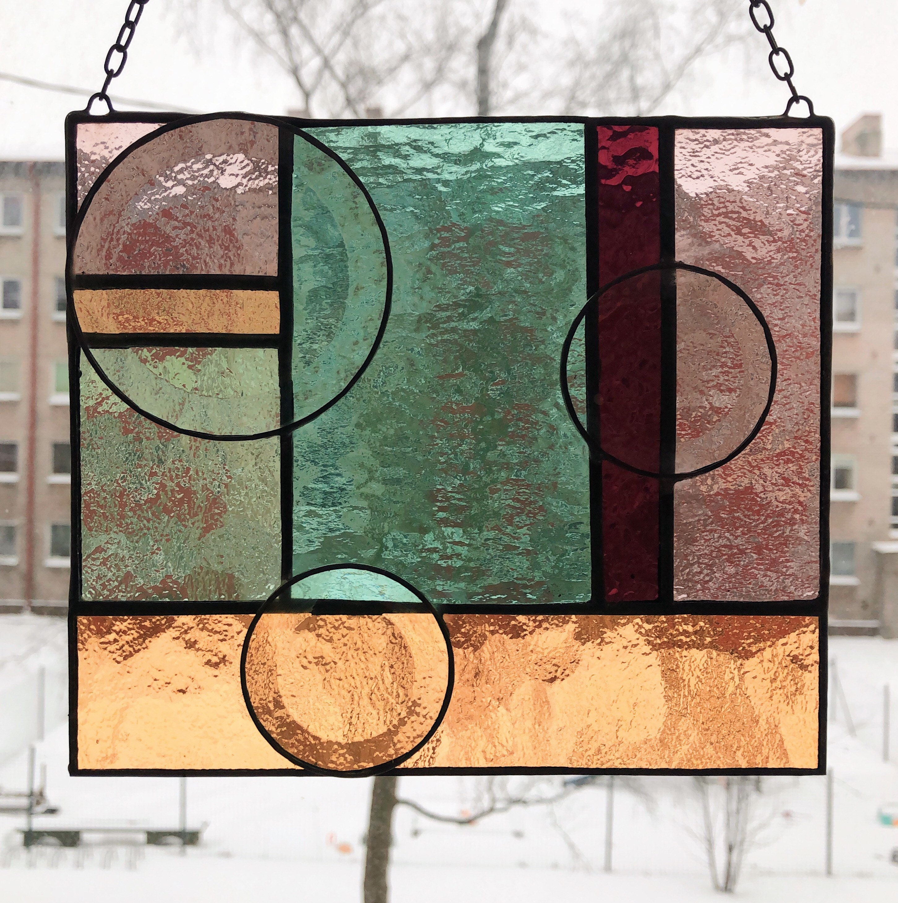 Stained Glass Window Geometric Art Modern Suncatcher | Etsy