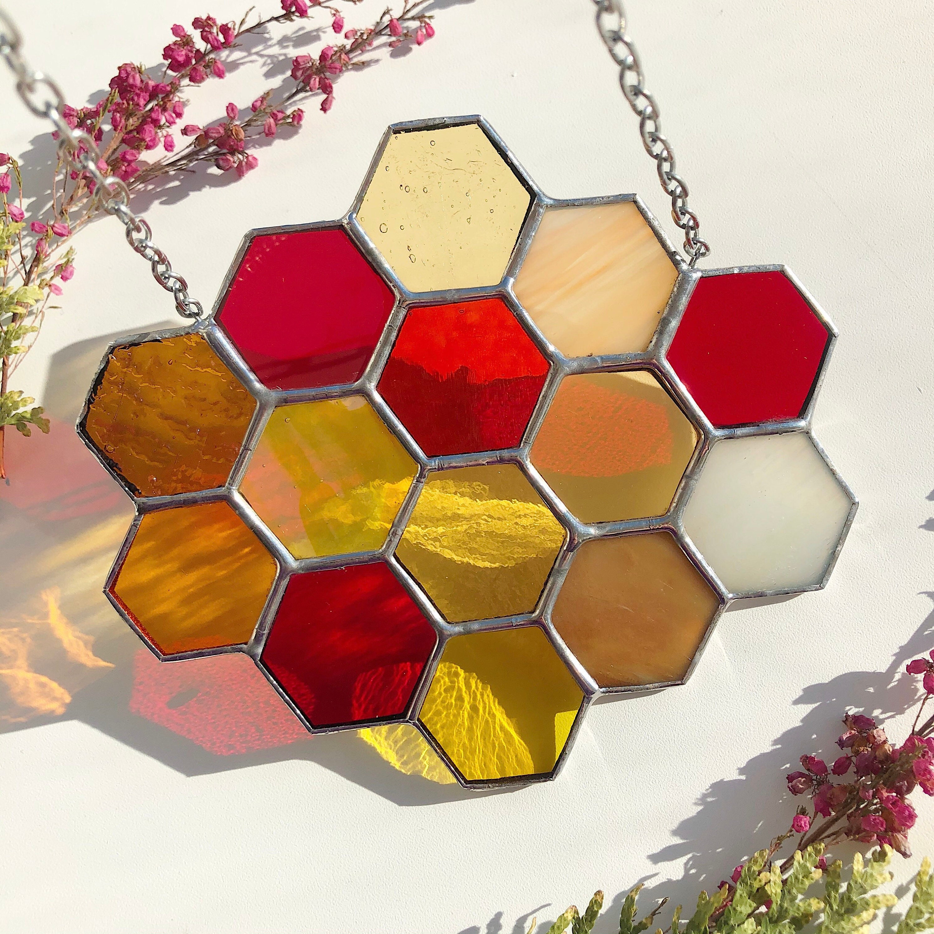 Suncatchers Glass Art Honeycomb sun catcher stained glass Art ...