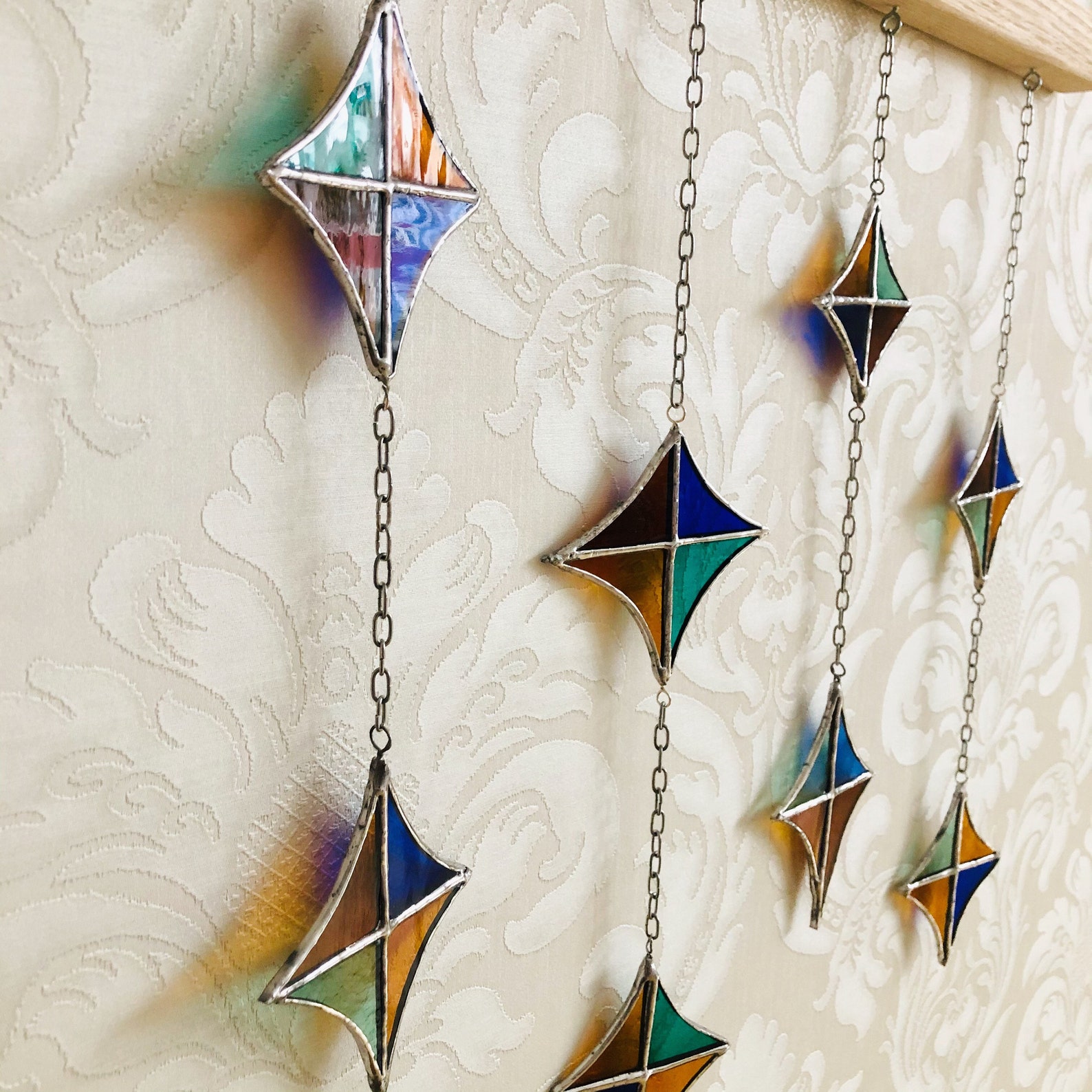 Stained Glass Starry Night Mobile Window Hanging Modern - Etsy