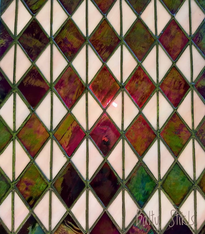 Stained Glass Panel Diamonds Pattern Beveled Tudor Style | Etsy