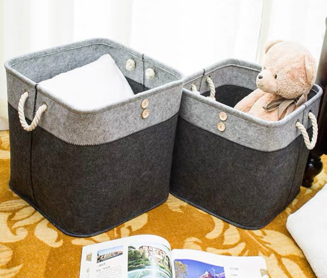 Premium Felt Storage Basket Closet Toy Book Hamper Laundry Bag Shelf ...