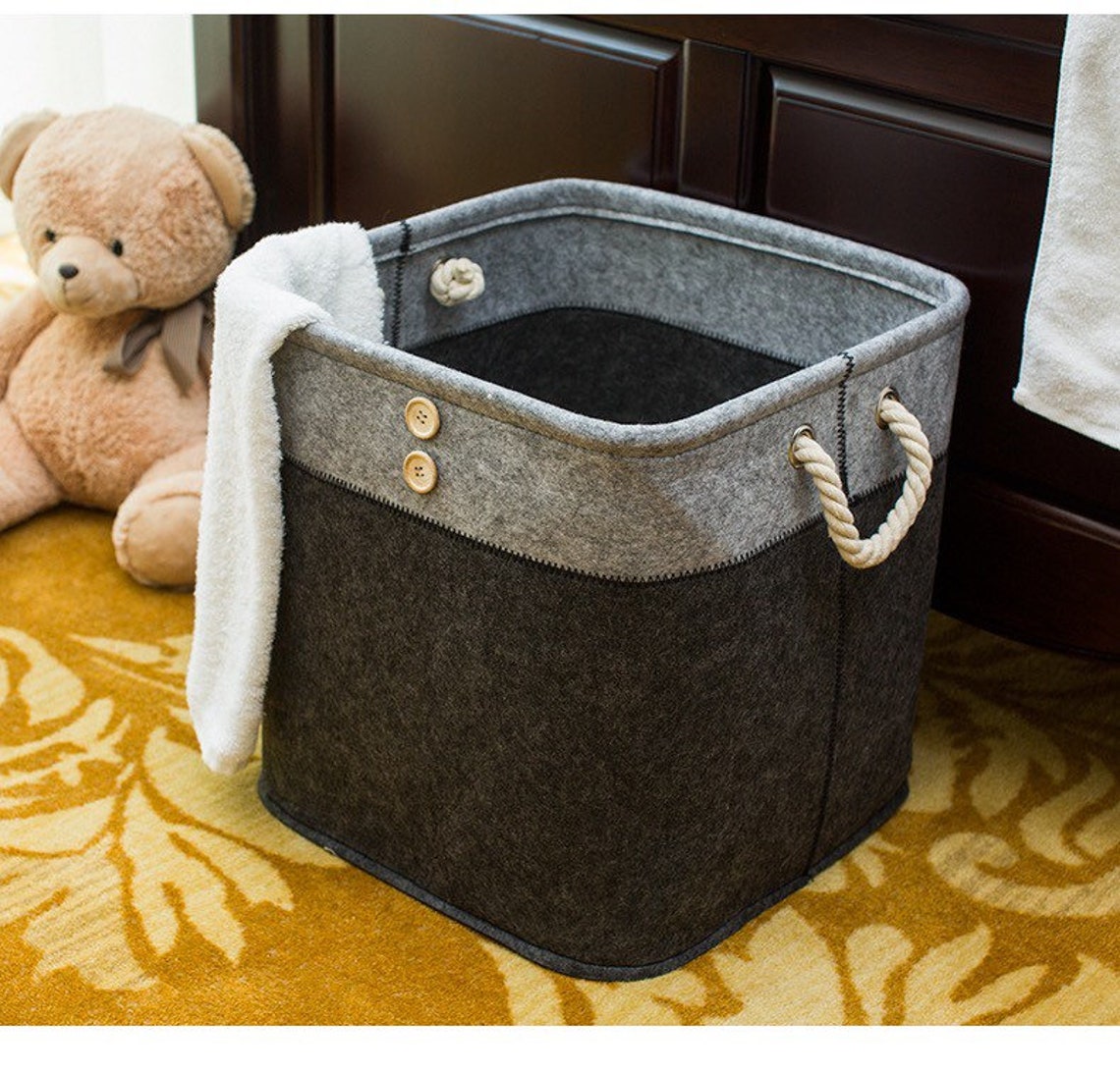 Premium Felt Storage Basket Closet Toy Book Hamper Laundry Bag | Etsy