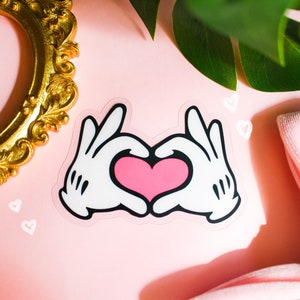 Mickey Heart Hands CLEAR Sticker, Minnie Mouse, Mickey Mouse, Disney ...
