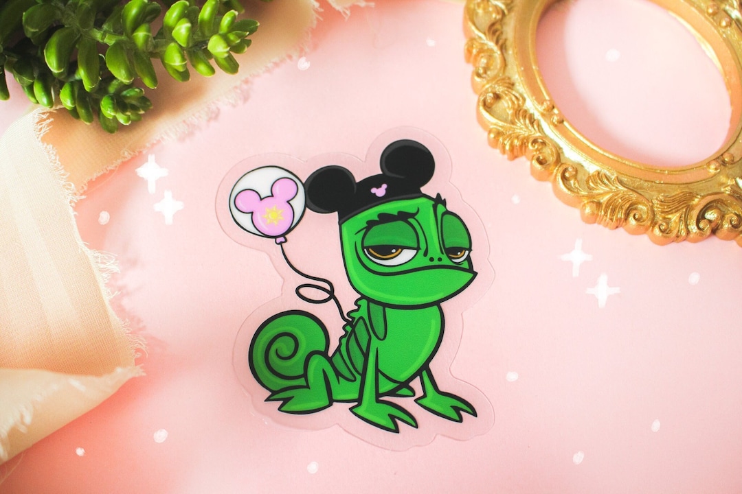 Pascal CLEAR Sticker// Mickey Balloon, Tangled, Mickey Ears, Waterproof ...