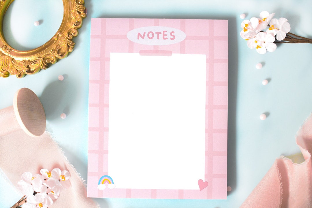 Pink Note Pad, Kawaii, Stationery, Tearaway Sheets, Memo Pad, Cute Art ...