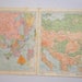 1960s Vintage Large World Maps Geographical Atlas USSR Educational ...