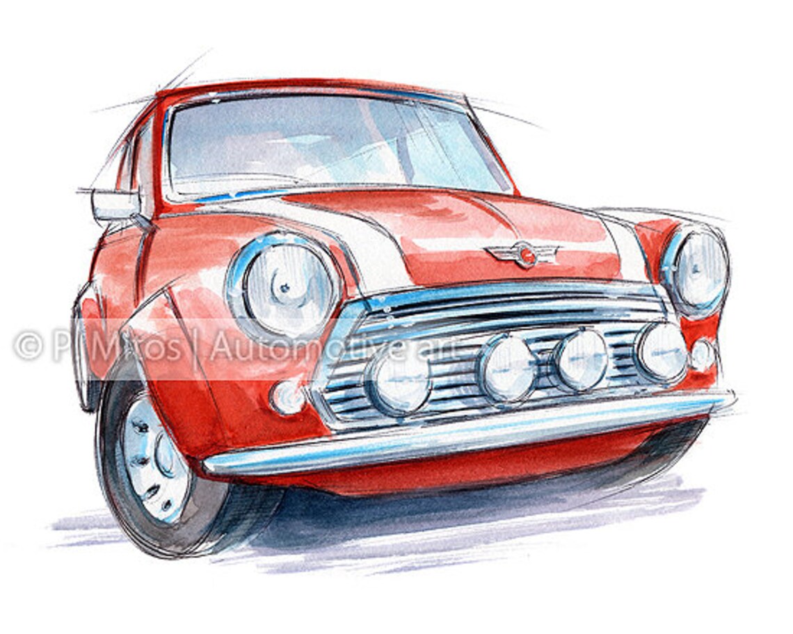 Mini Cooper / Classic Car / Vintage Car / Automotive Art / - Etsy
