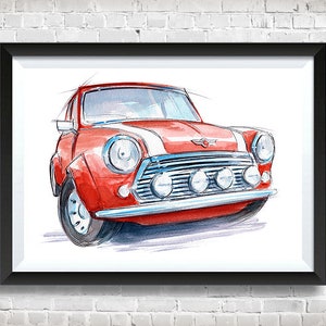 Mini Cooper / Classic Car / Vintage Car / Automotive Art / Gift / Art ...