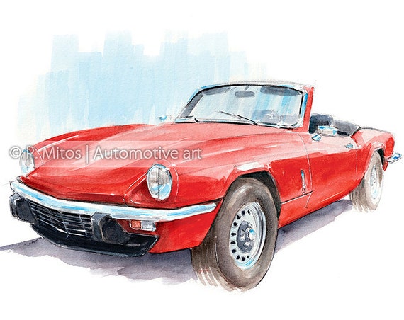 Triumph Spitfire / Classic Car / Vintage Car / Automotive Art | Etsy