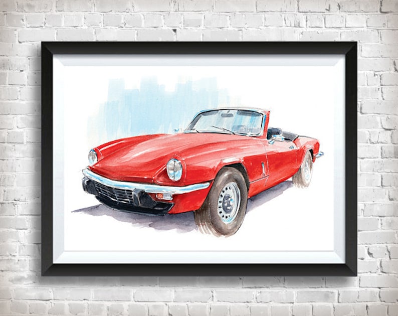 Triumph Spitfire / Classic Car / Vintage Car / Automotive Art / Gift ...