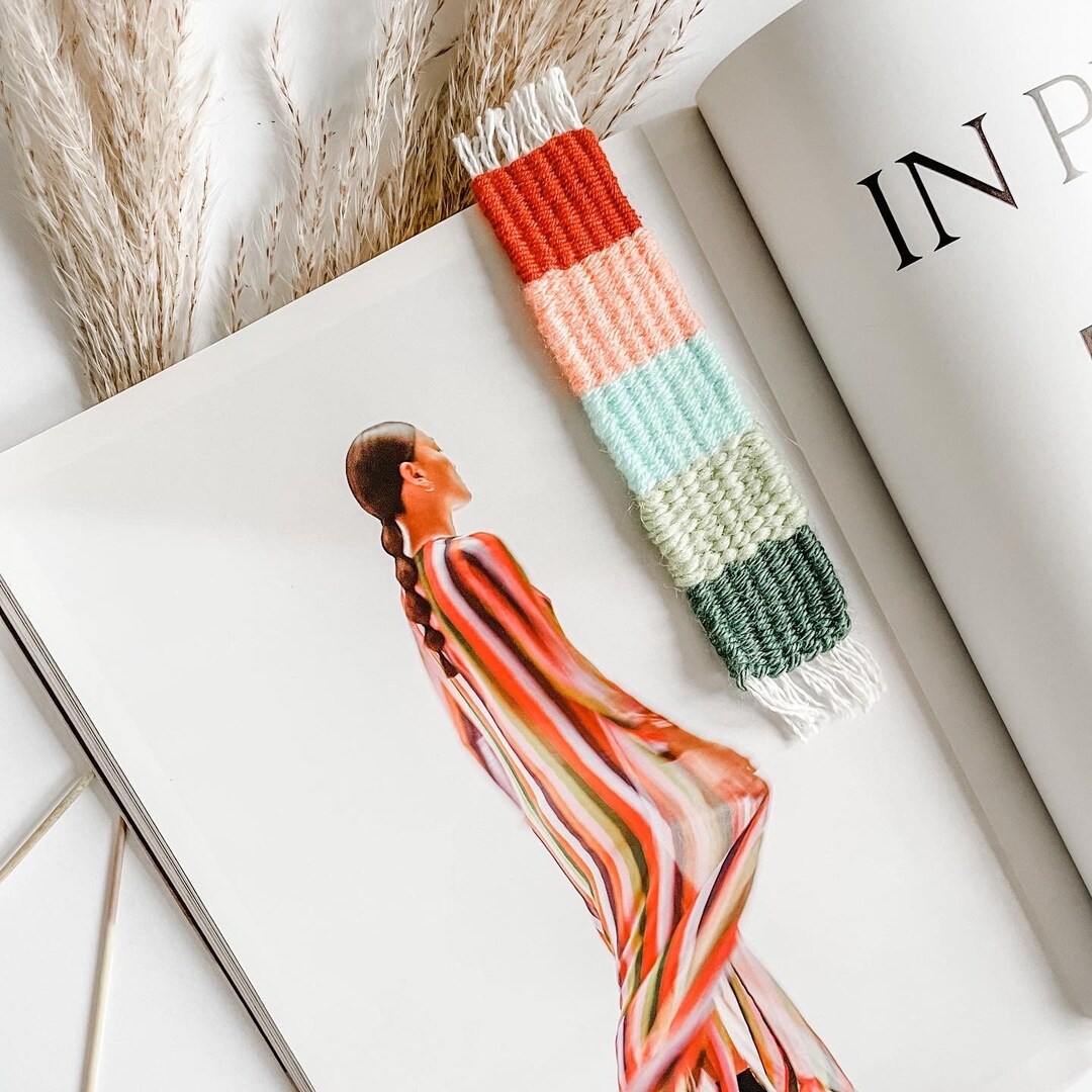 Woven Bookmark Bright Colourblock Minimalist Gift Stocking Stuffer - Etsy