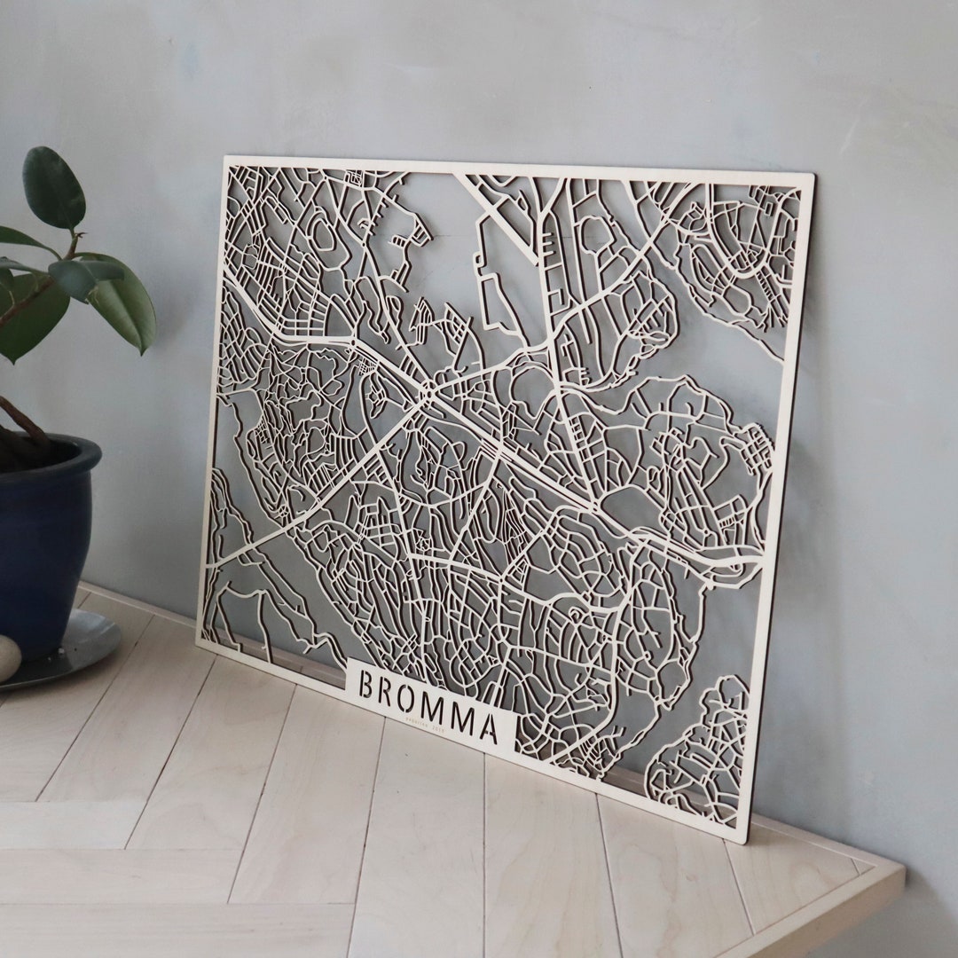 Wooden Map of Stockholm Bromma - Etsy