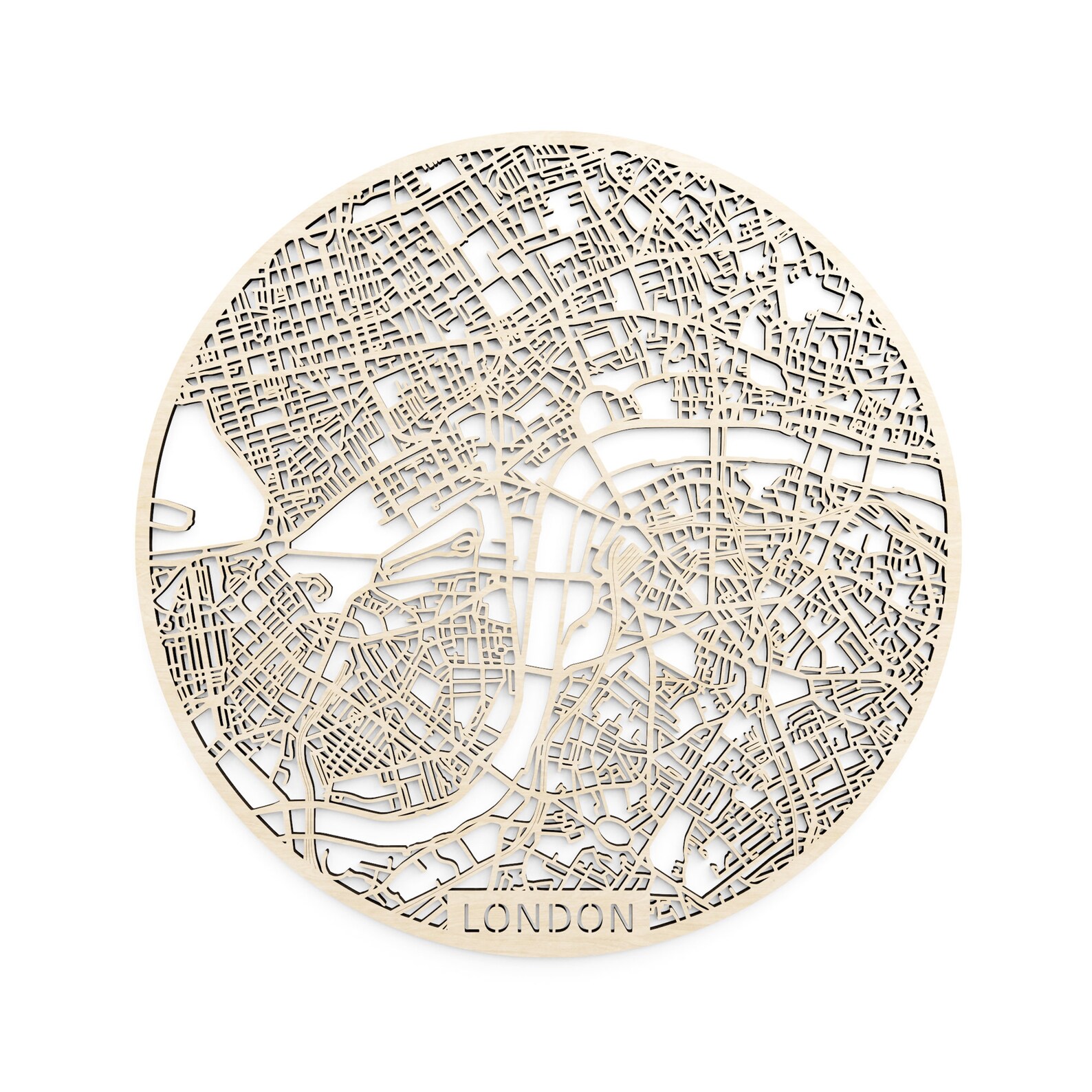 Wooden Map of London Round - Etsy