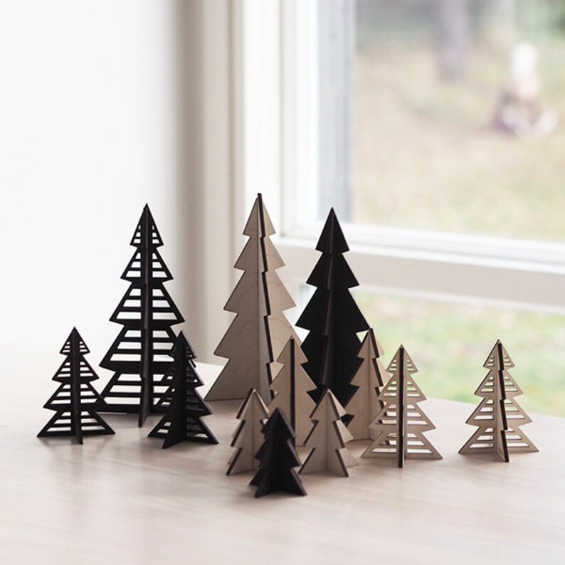 Wooden Christmas Trees 2 Pcs height 10 Cm - Etsy