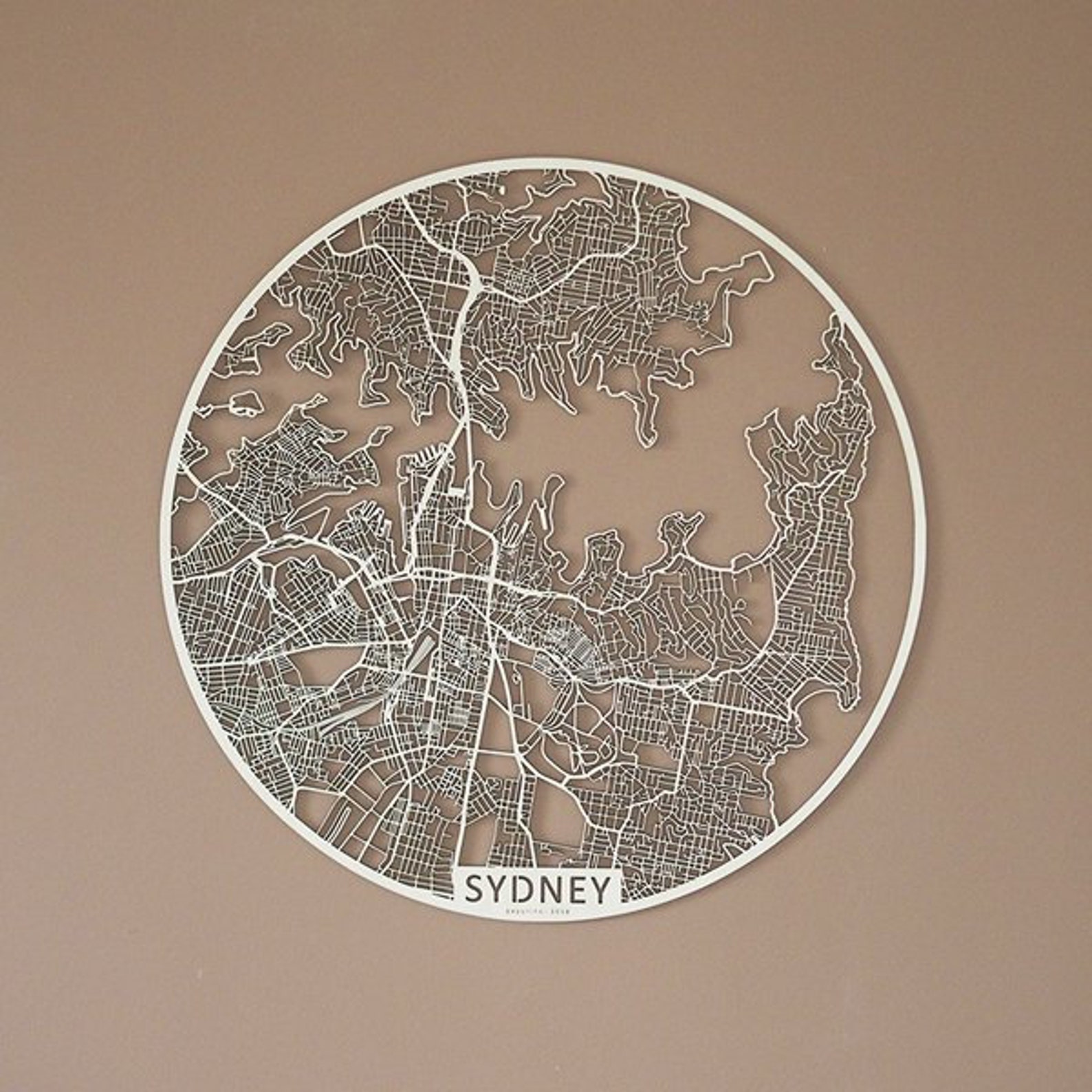 Wooden Map of Sydney Round - Etsy
